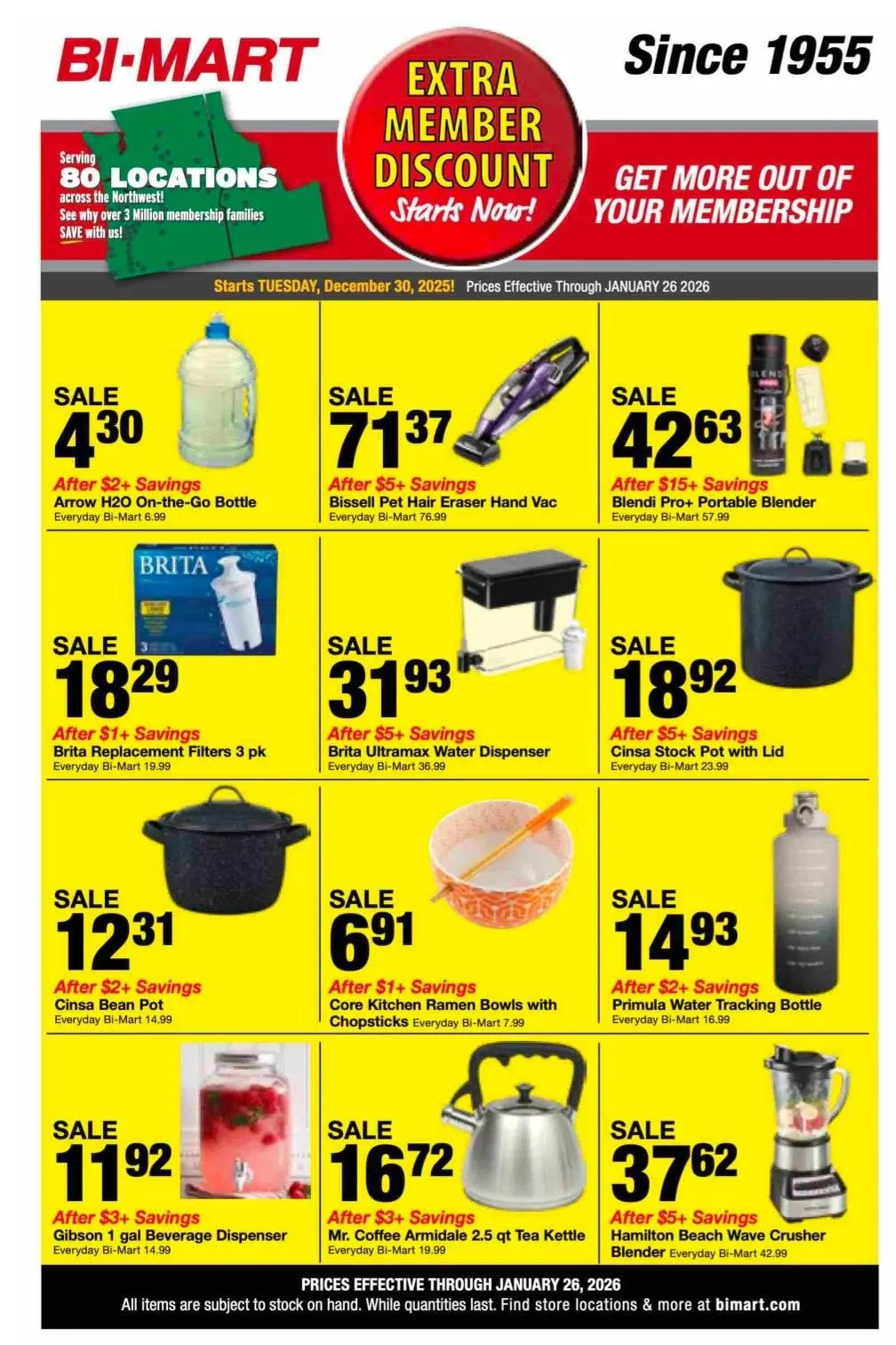 Bi-mart Sales valid until January 26, 2026