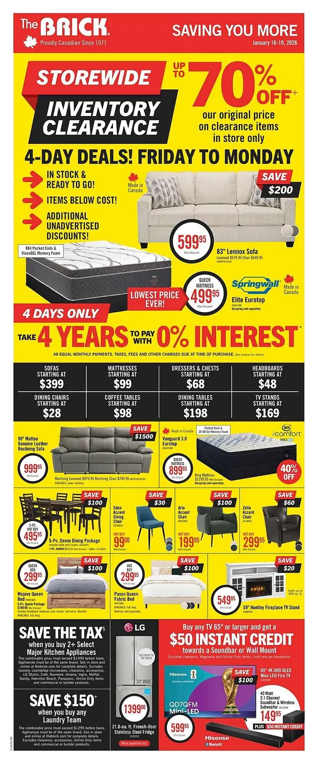 The Brick's 4-Day Sale: Home Living Deals and Furniture Savings