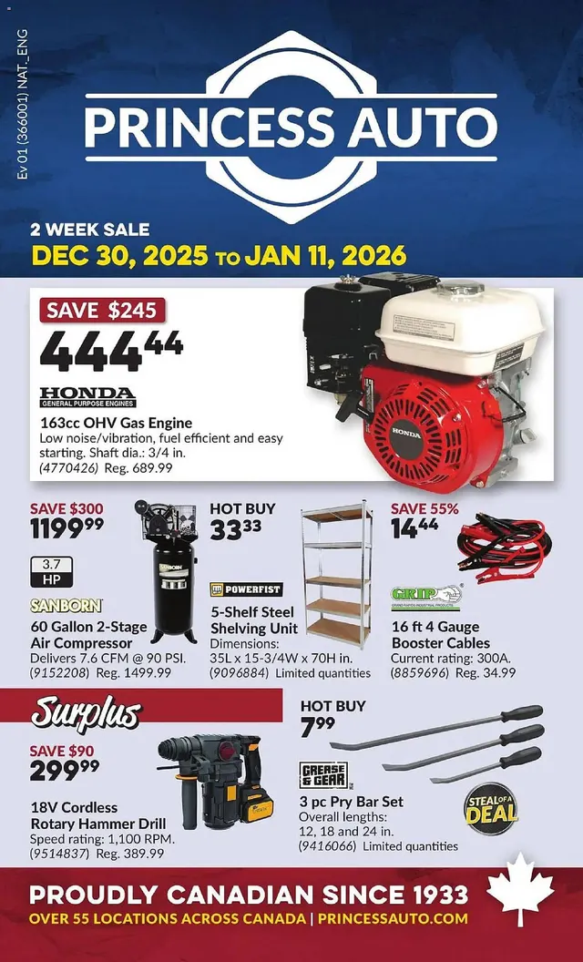 Princess Auto's Year-End Deals: Savings from December 30 to January 11!